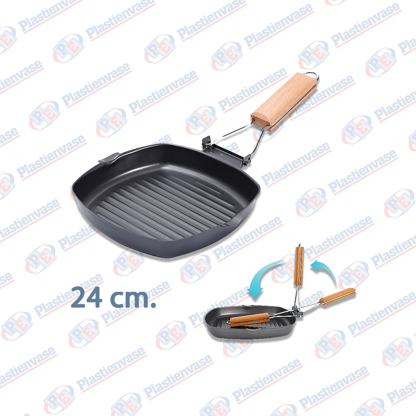 SARTEN GRILL MANGO D/MADERA 24CM NON-STICK KC06962 (CJA X 24 ...