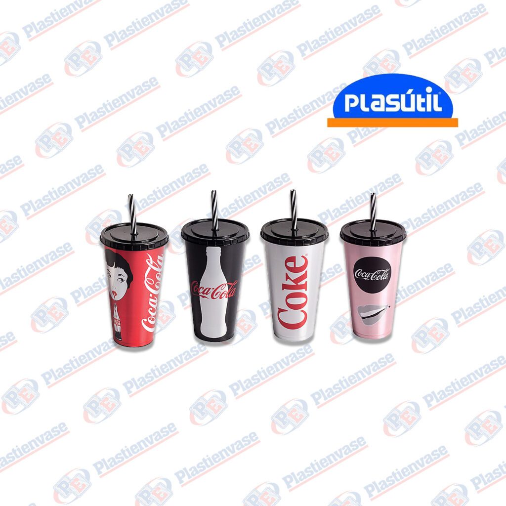 VASO C/PAJITA COCA COLA 700 ML PLASUTIL 13055 - Plastienvase