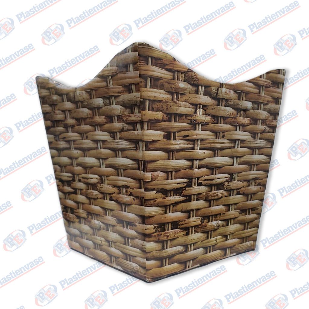 CACHEPOT DE CARTON DISEÑO MIMBRE 15CM - Plastienvase