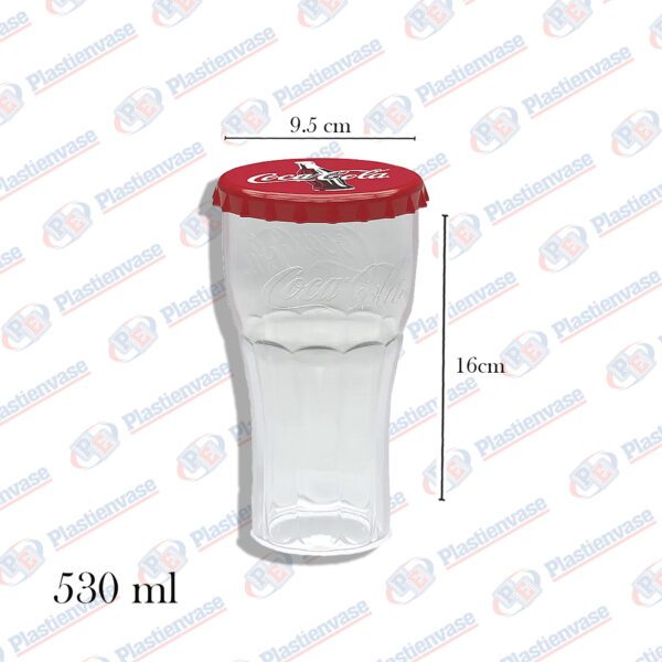 VASO CON TAPA COCA COLA 530ML PLASUTIL (14187) - Plastienvase