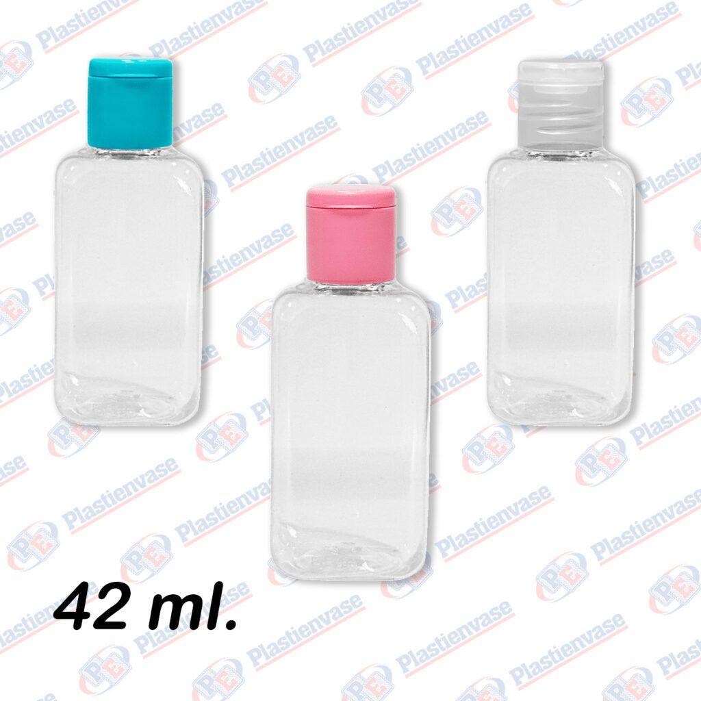 BOTELLITA CUADRADA 42ML TAPA FLIPTOP - Plastienvase