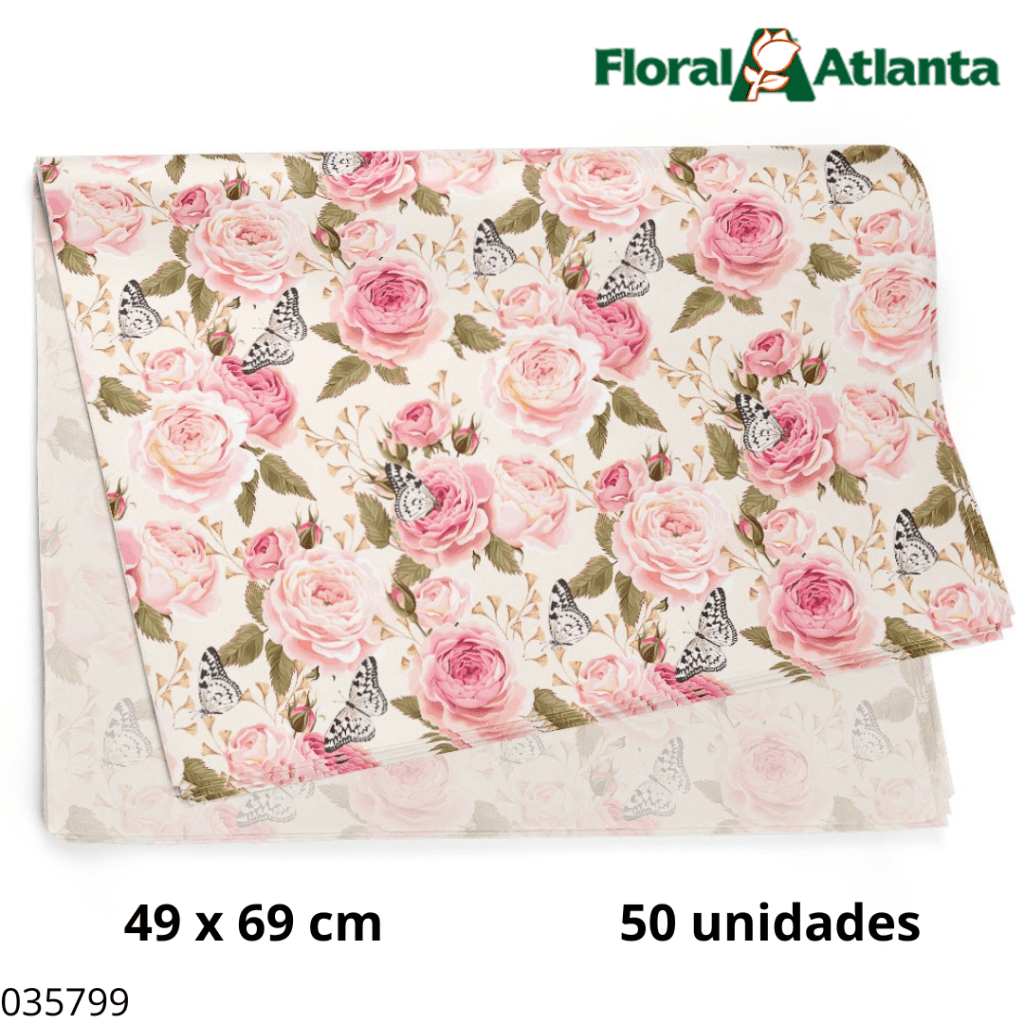 PAPEL COREANO FLORES DIANA 49X69CM FLORAL ATLANTA - Plastienvase