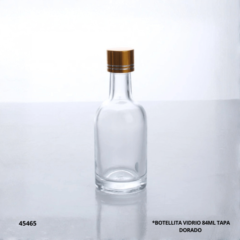 BOTELLITA VIDRIO 84ML TAPA DORADO (770-49) - Plastienvase